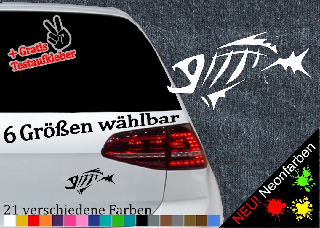 Autoaufkleber Fisch Piranha Tatoo -6 Größen- Sticker Hecht Aquarium ...