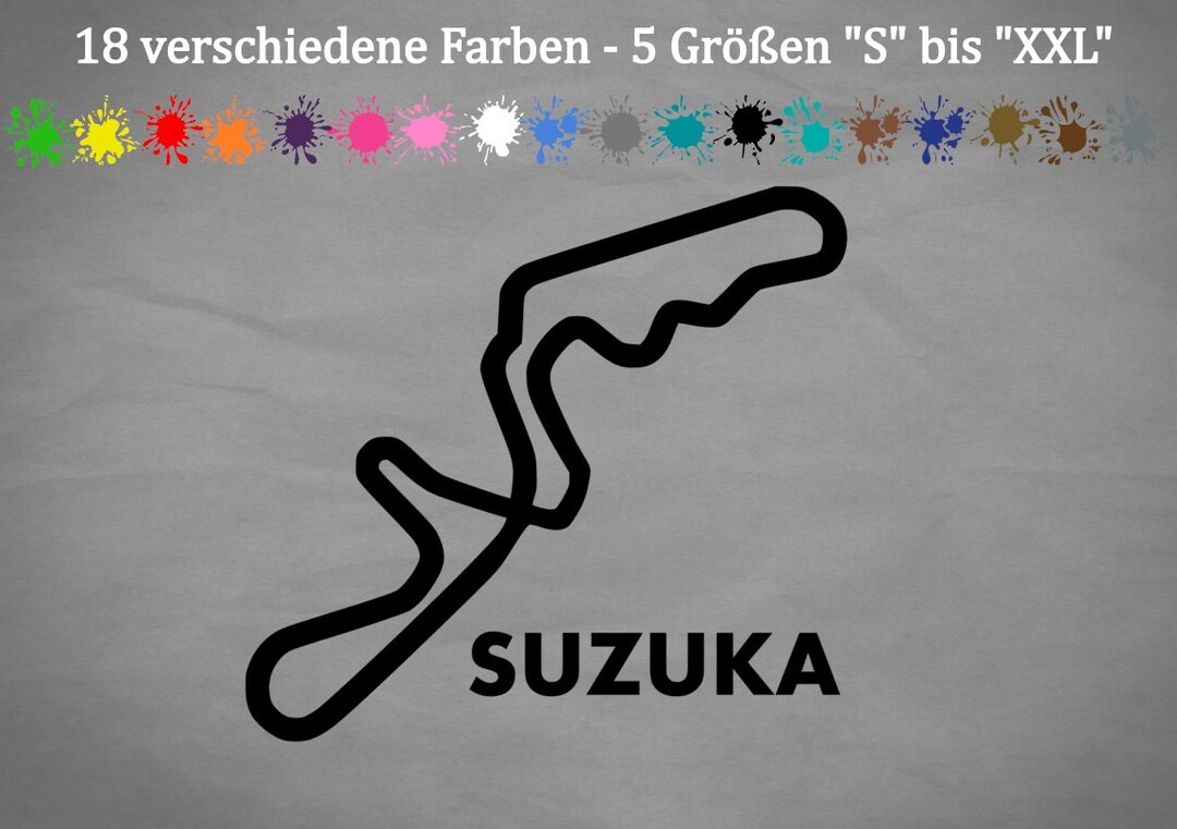 Suzuka Sticker GP Japan Racing Course Layout Formula 1 Race 18 Colors 5 ...