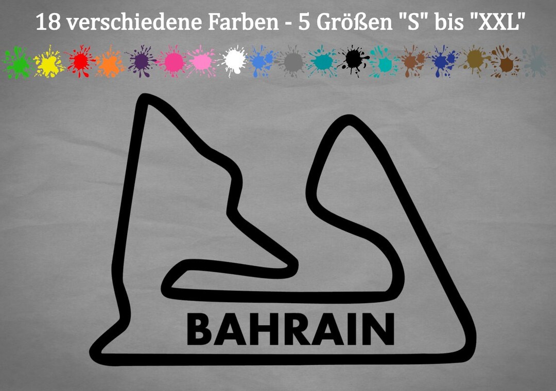 BAHRAIN Formula 1 Racetrack Tack Layout Grand Prix F1 Manama 18 Colors ...