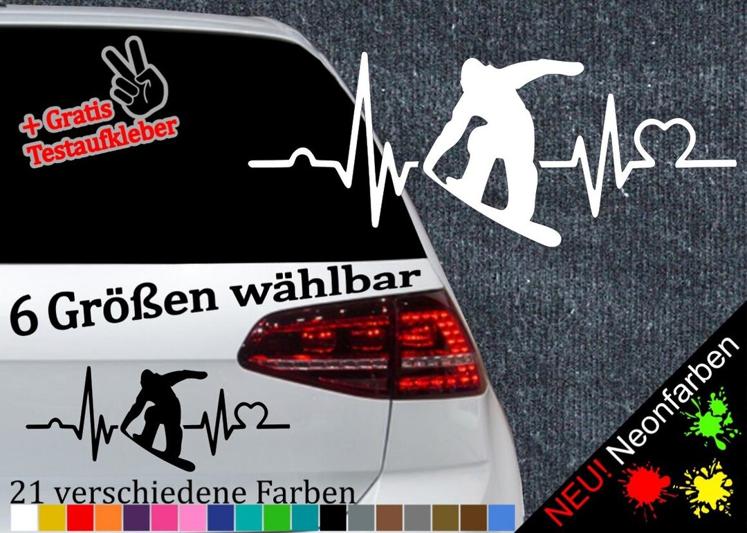 Heartbeat Snowboard Sticker -6 Sizes 21 Colors- Fun Winter Halfpipe 360 ...