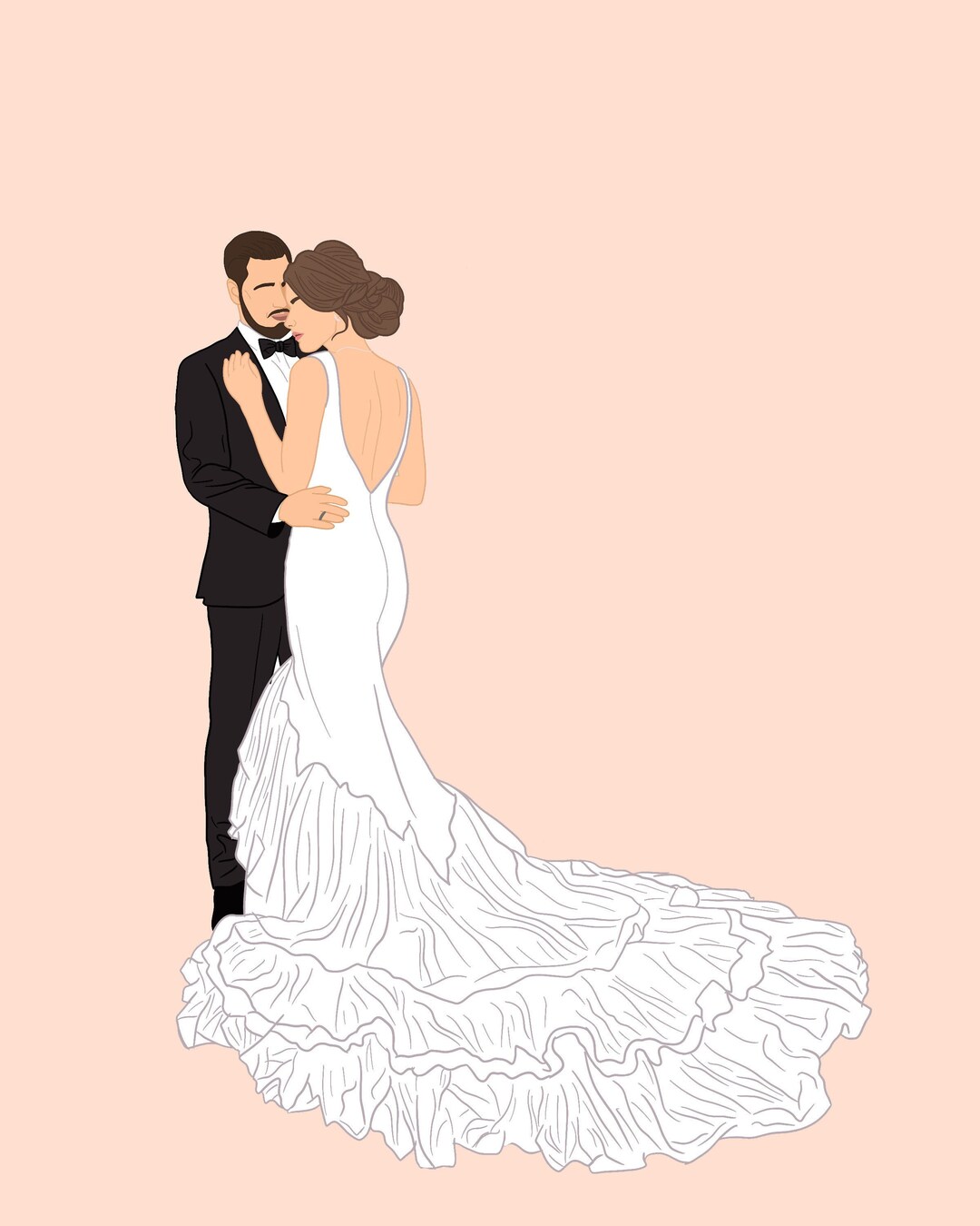 SIMPLE Custom Digital Wedding Illustration, Digital Portrait ...