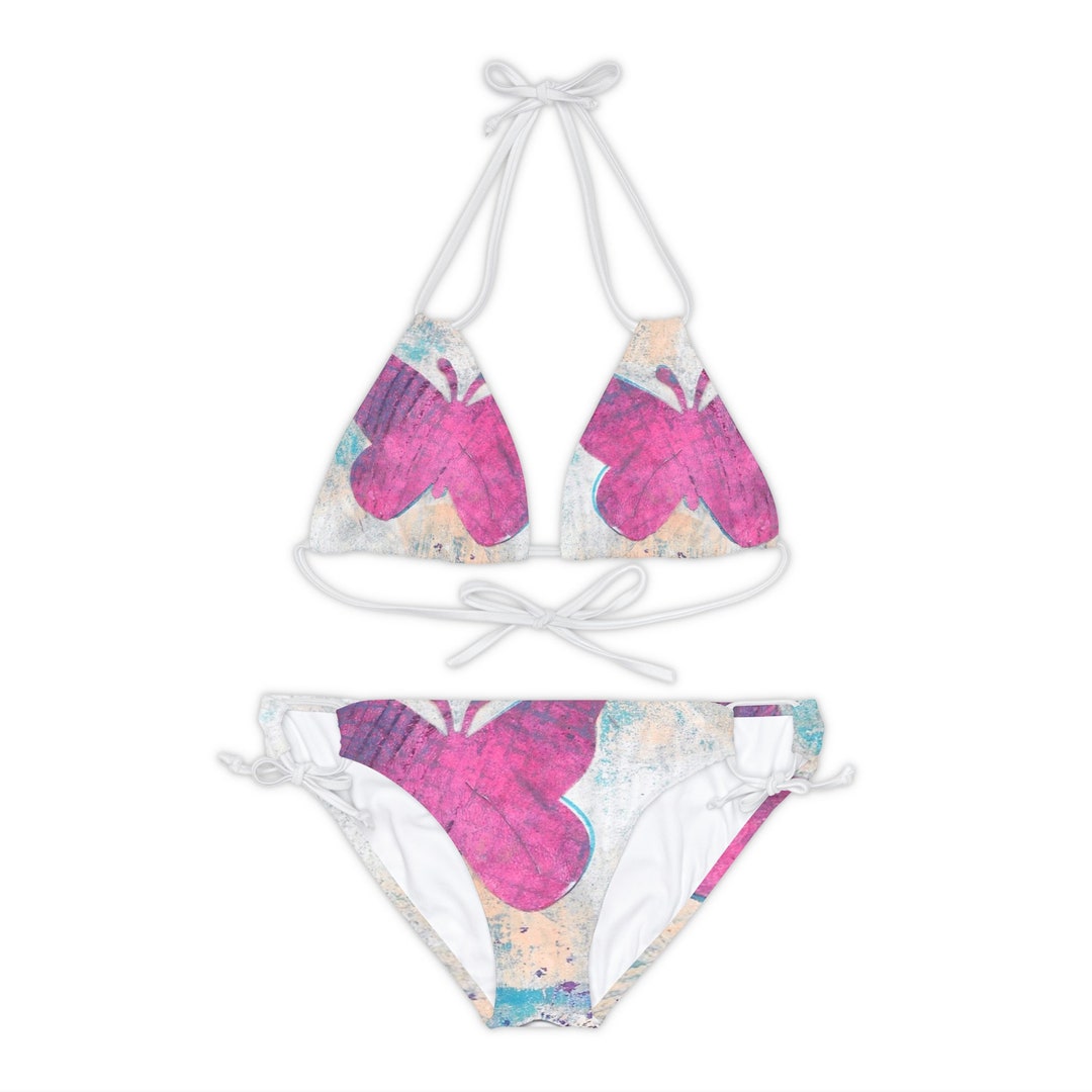 Butterflies Handmade Artist Print Strappy Bikini Set AOP - Etsy