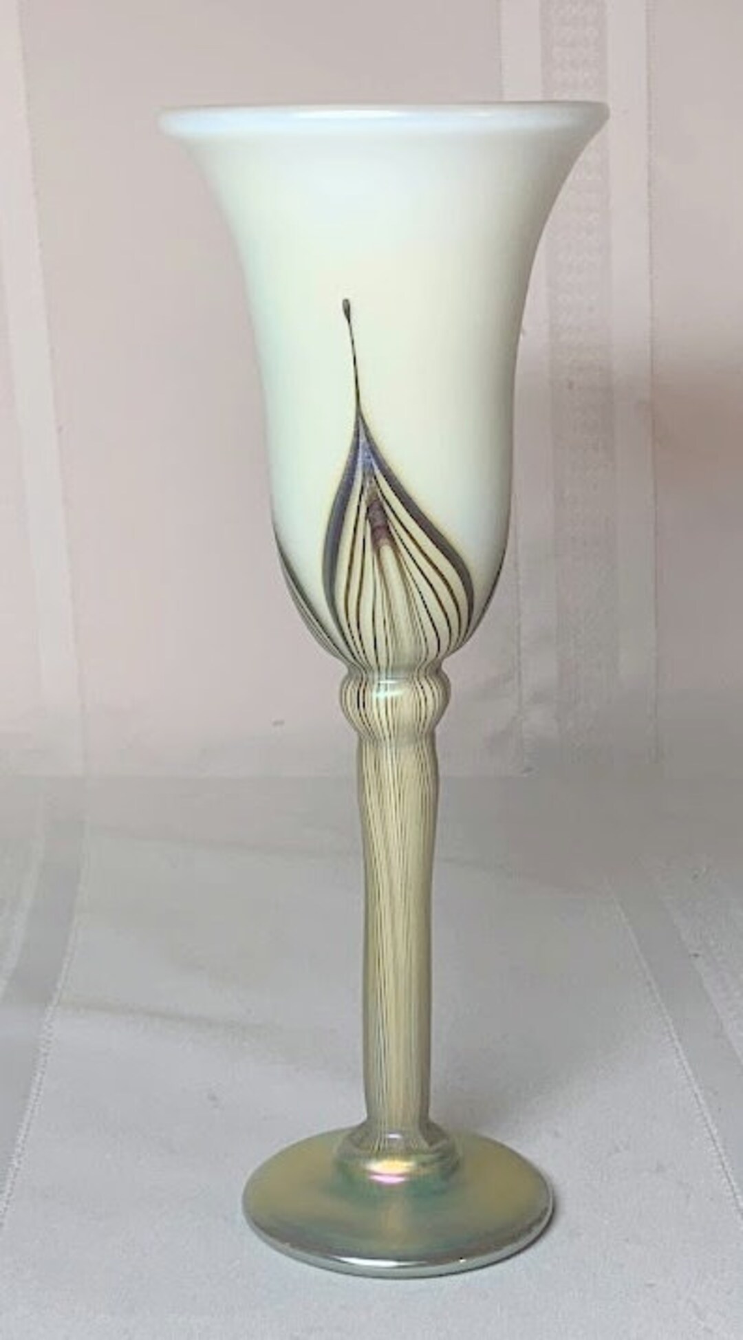 Phoenix Studios, Art Glass Wine Goblet, Pulled Feather Decoration, Beautiful - Etsy