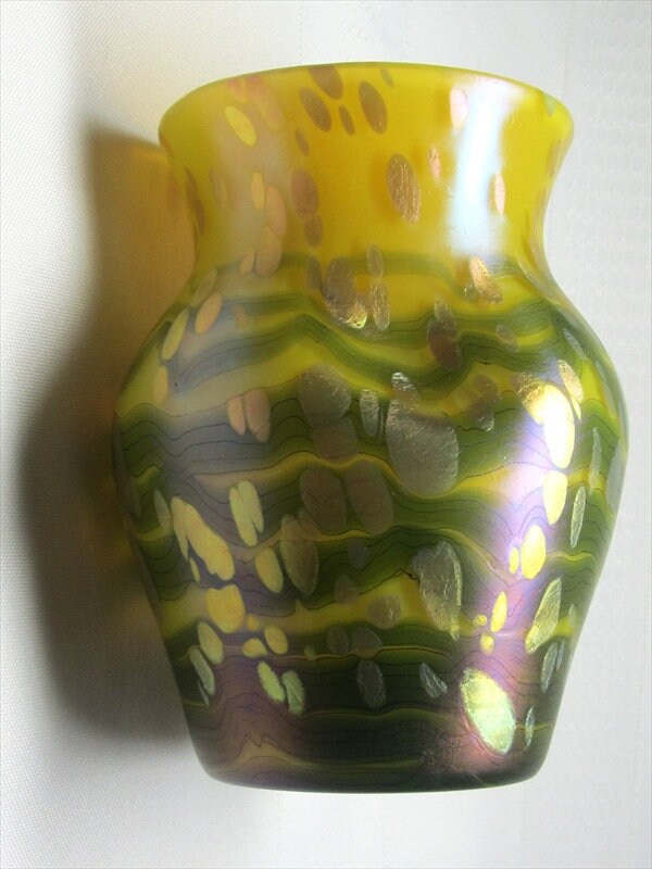 Loetz Cytisus Metallic Yellow Thumbprint Vase Excellent - Etsy