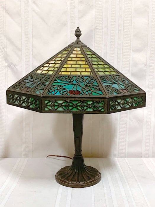 Bradley & Hubbard, Cherry Overlay Lamp, Three Color Background, Rare ...