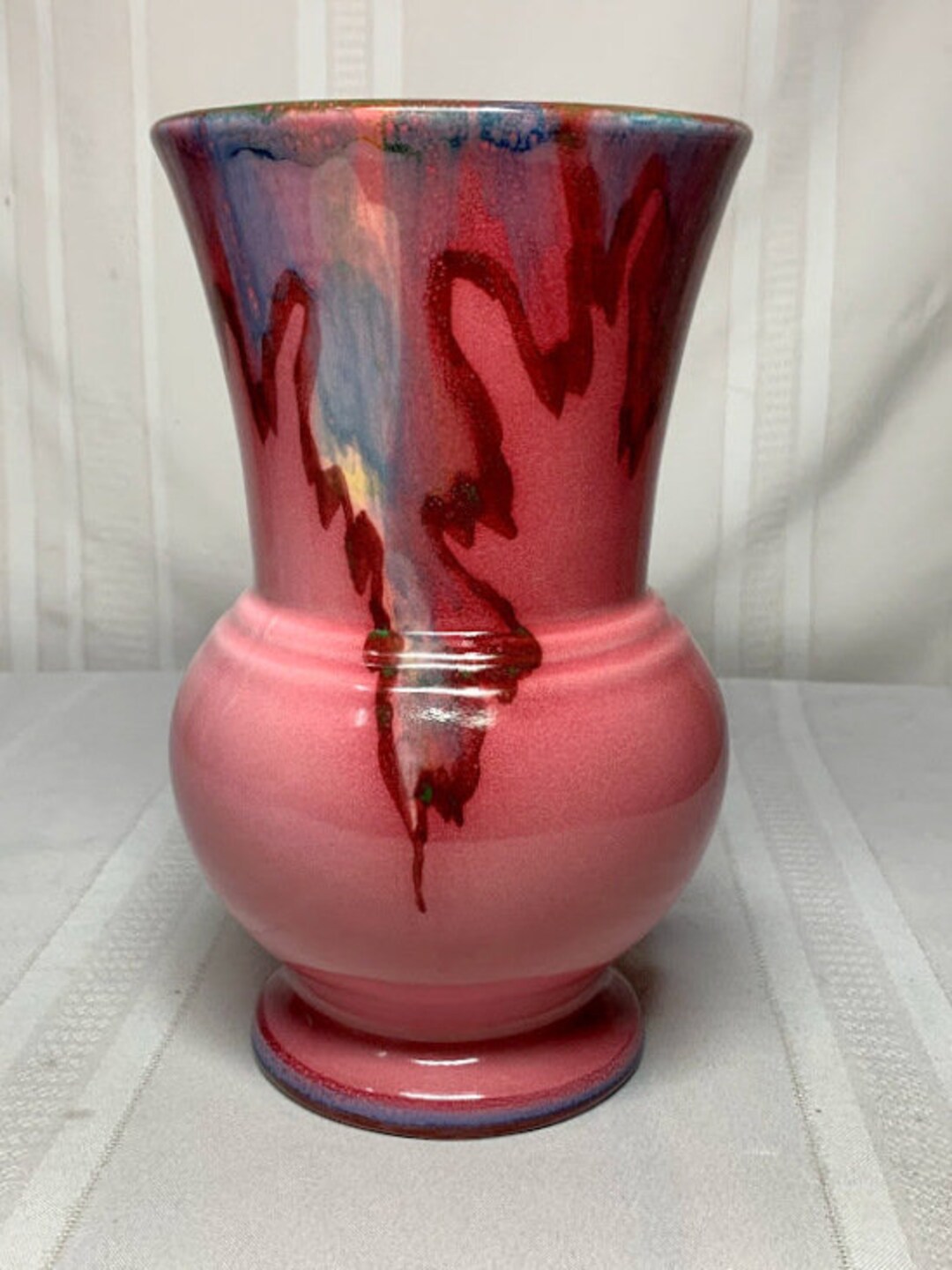 Weller Pottery, Juneau Large Bulbous Vase, Outstanding Glaze Runs ...