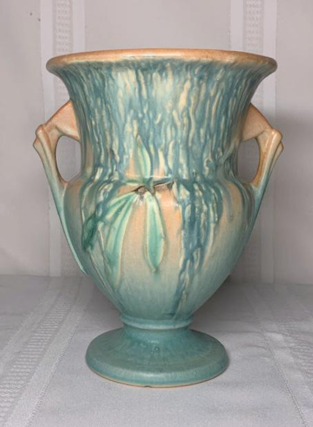 Roseville Pottery, Moss, Pink Double Handled Vase, Nice Southern Themed ...