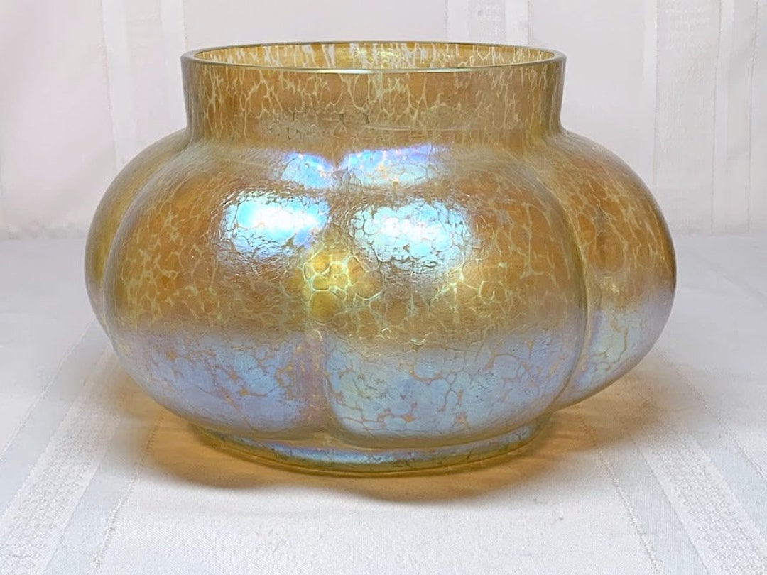 Loetz, Candia (gold) Papillon, Large Gold Organic Gourd Vase, Gold ...