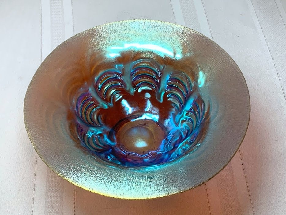 WMF, Myra Art Glass Bowl, Gold Onion Skin, Strong Blue/purple Overtones ...