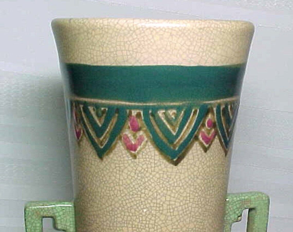 Japanese Art Pottery Large Double Handled Phoenician Enameled - Etsy