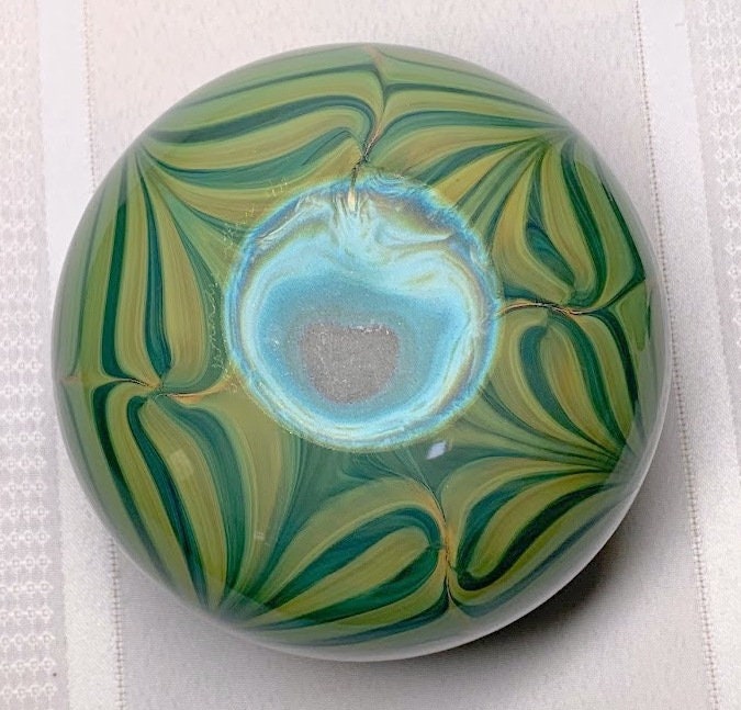 Salamandra Art Glass, Decorated Wave Pattern, Art Glass Orb Vase, Very ...