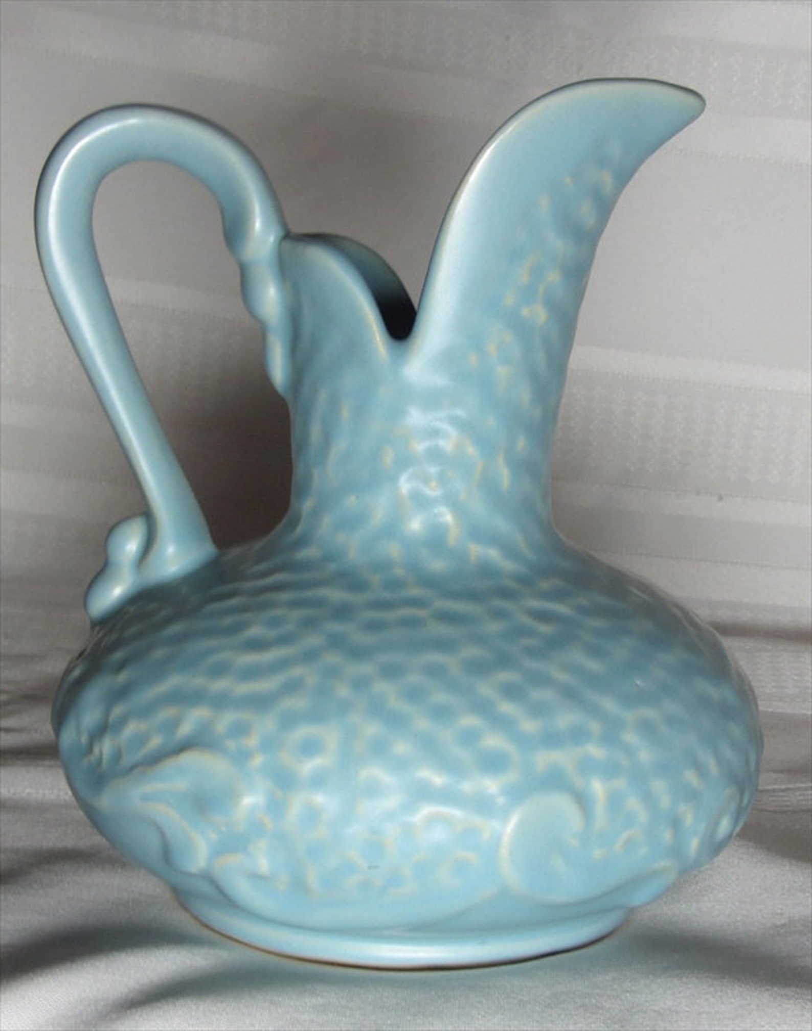 Weller Pottery, Delsa, Blue Ewer, Pitcher, Decorated Pansies, Very Nice ...