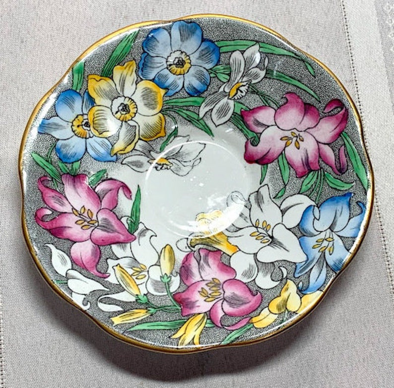 Rosina, Bone China, Tiger + Day Lilies, Spring Bulbs, Teacup & Saucer ...