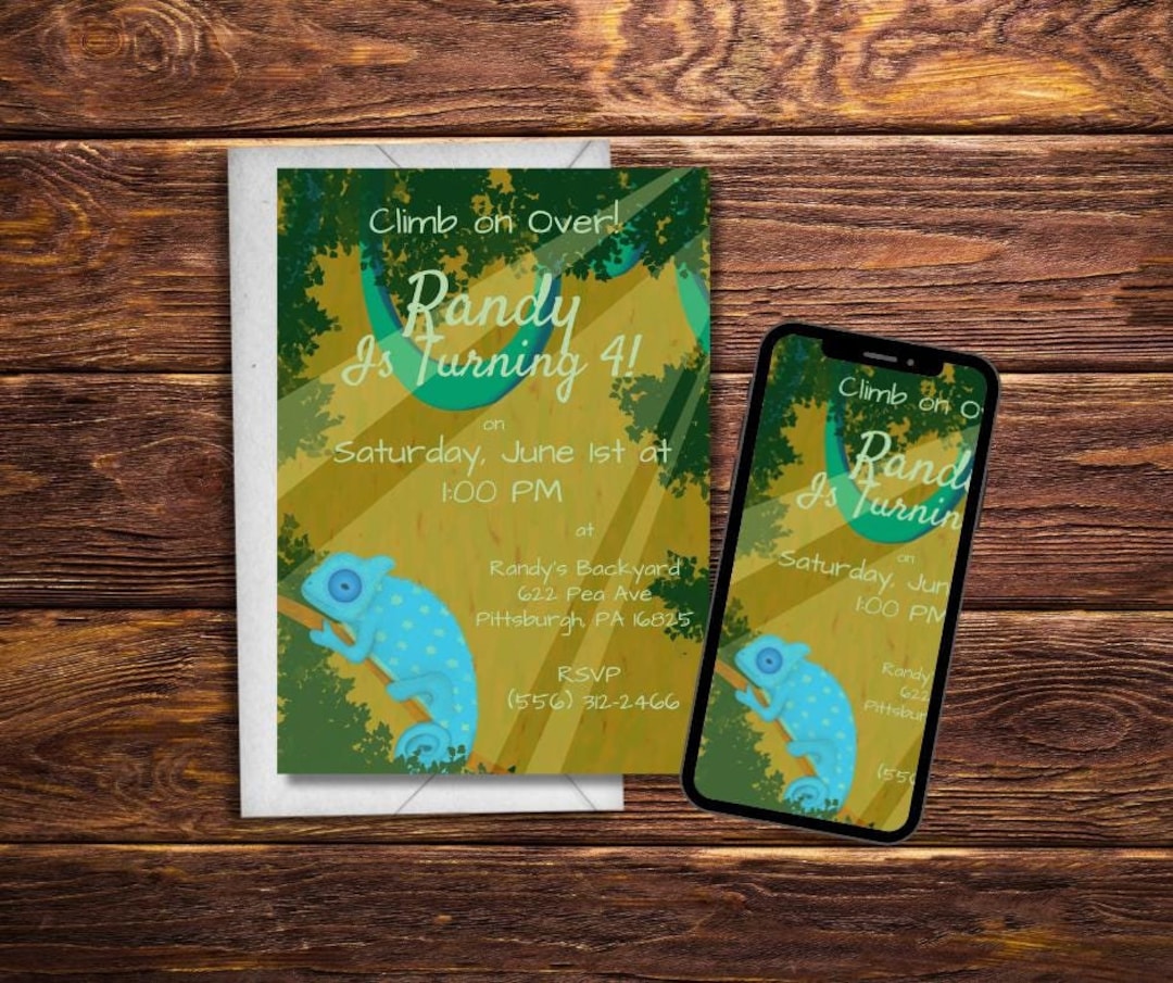 Printable Chameleon Birthday Invitation - Jungle Birthday - Fishy ...