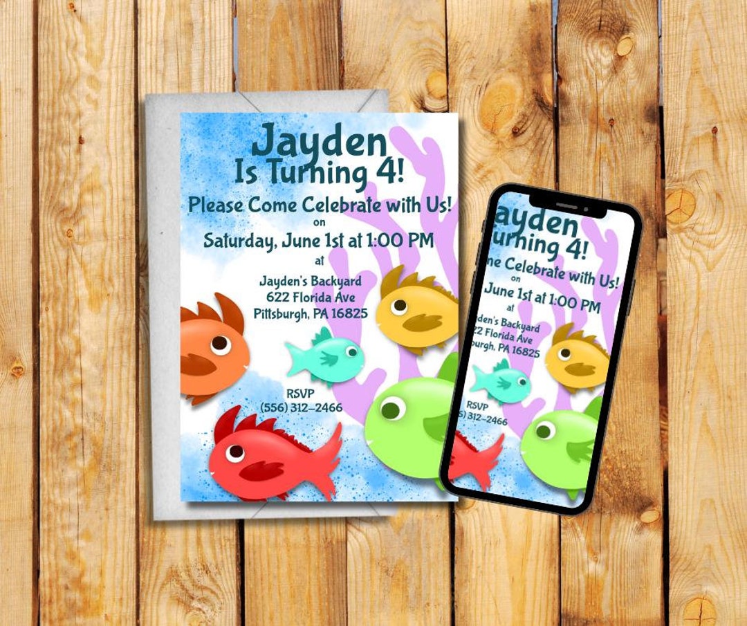 Printable Fish Birthday Invitation - Under the Sea Birthday - Fishy ...