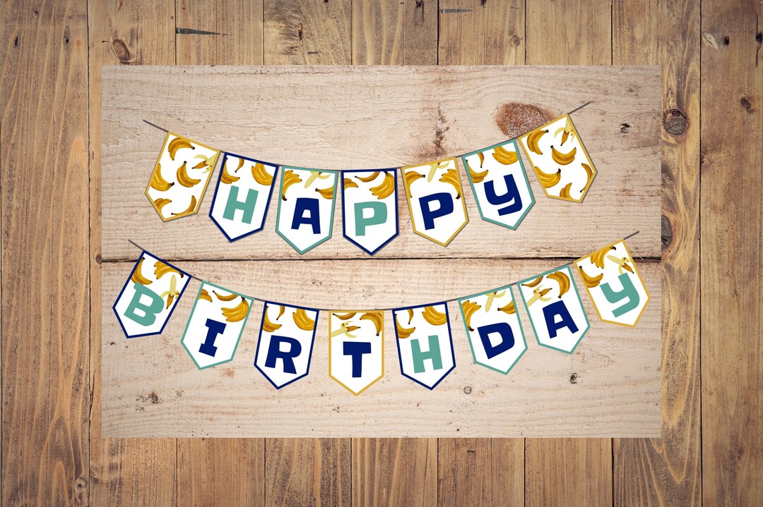 Printable Monkey Birthday Party Banner Cute Monkey and Banana Party ...