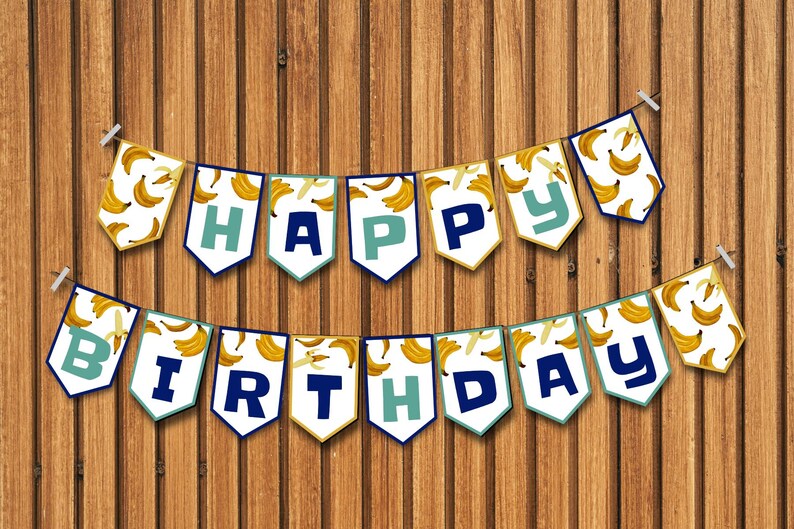 Printable Monkey Birthday Party Banner - Cute Banana Garland - Kid's ...
