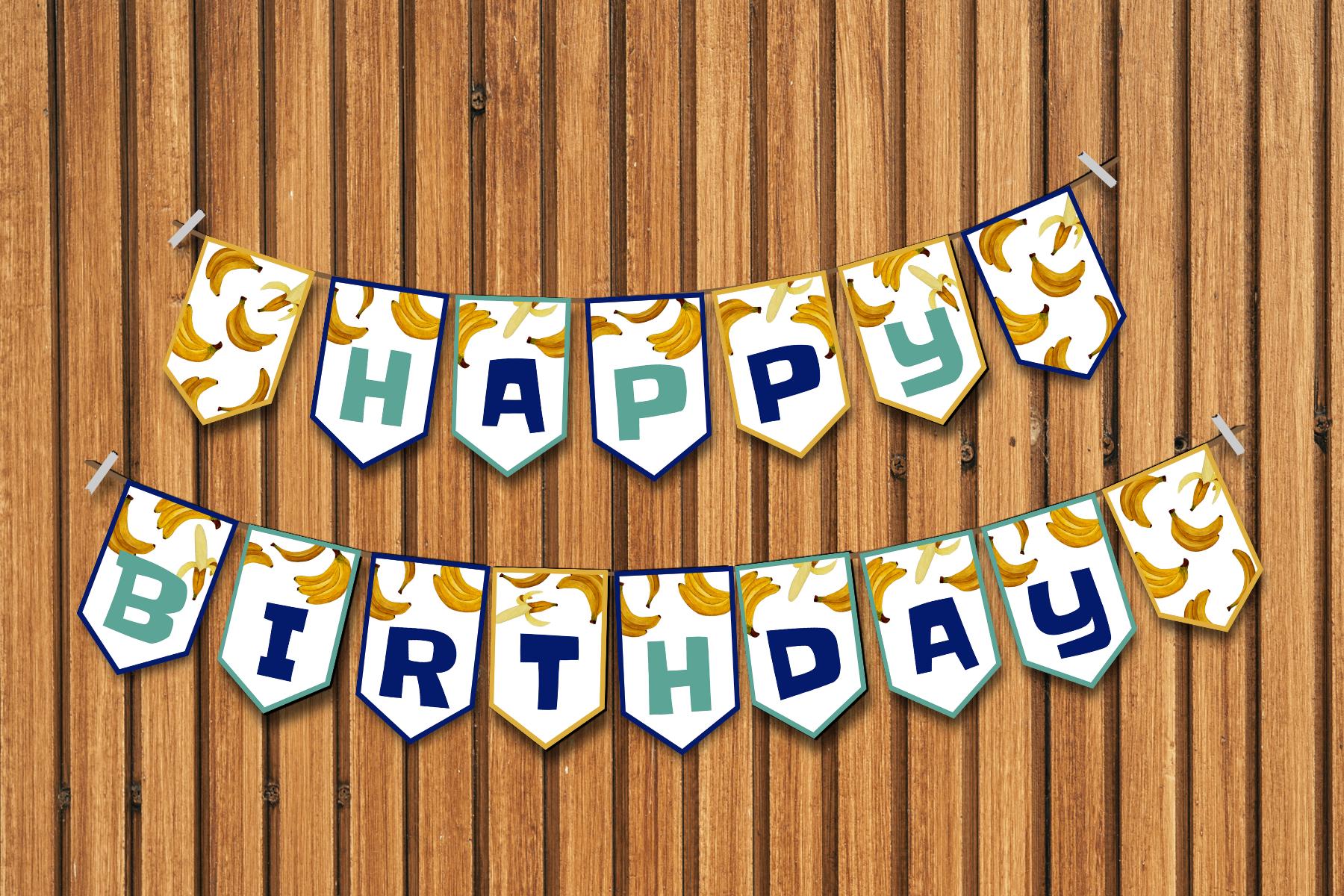 Printable Monkey Birthday Party Banner - Cute Banana Garland - Kid's ...
