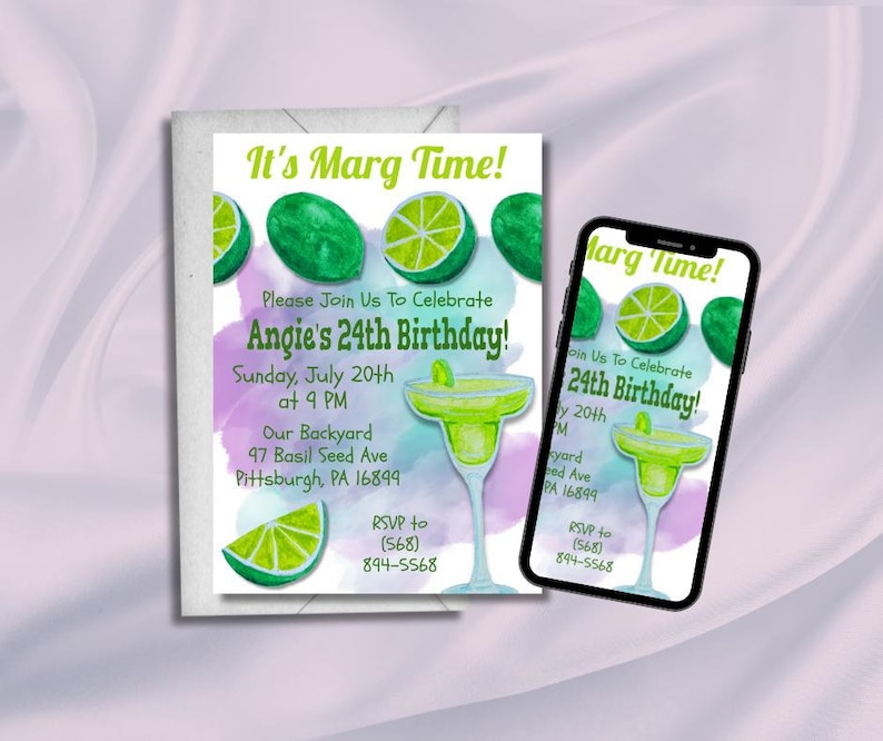 Printable Margarita Birthday Party Invitation - It's Marg Time! Summer ...