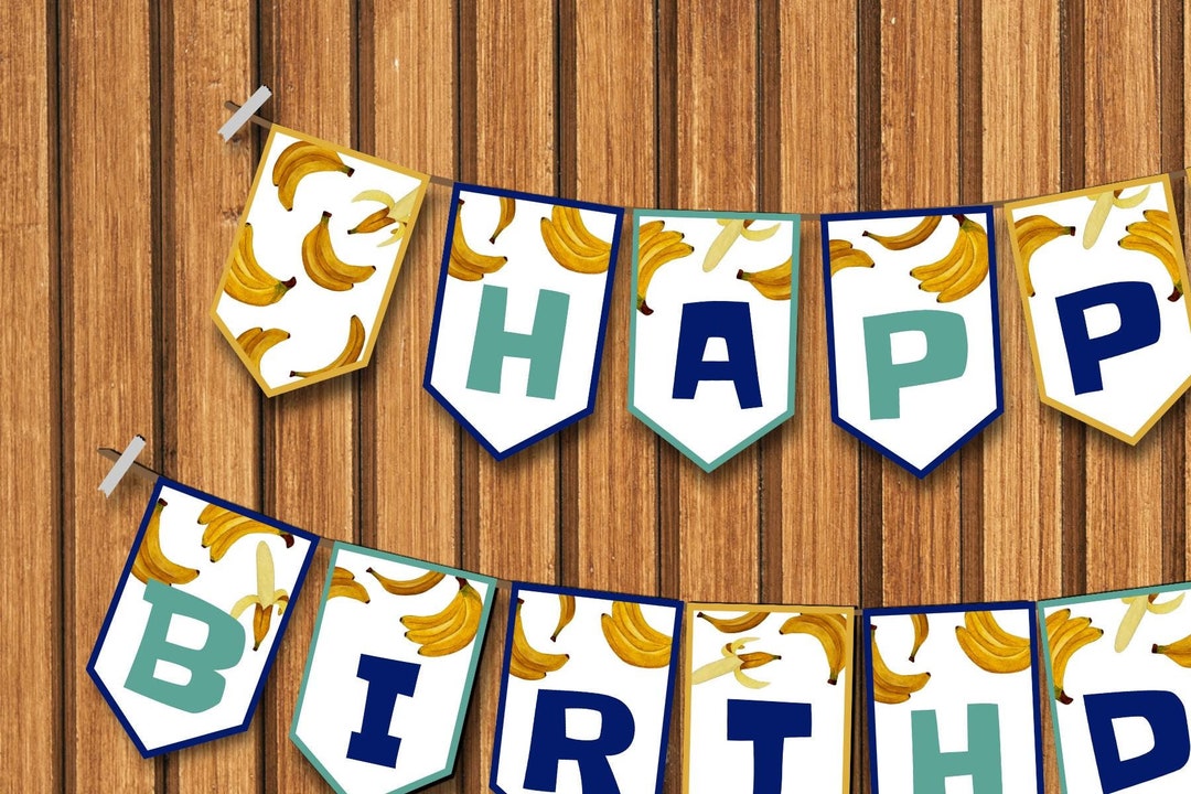 Printable Monkey Birthday Party Banner - Cute Banana Garland - Kid's ...