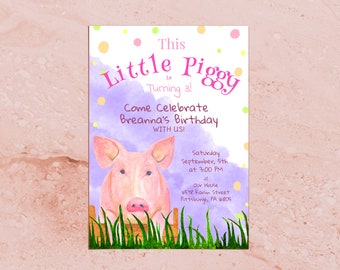 Pig Theme Birthday Invitation This Little Piggy Kid's Birthday Party ...