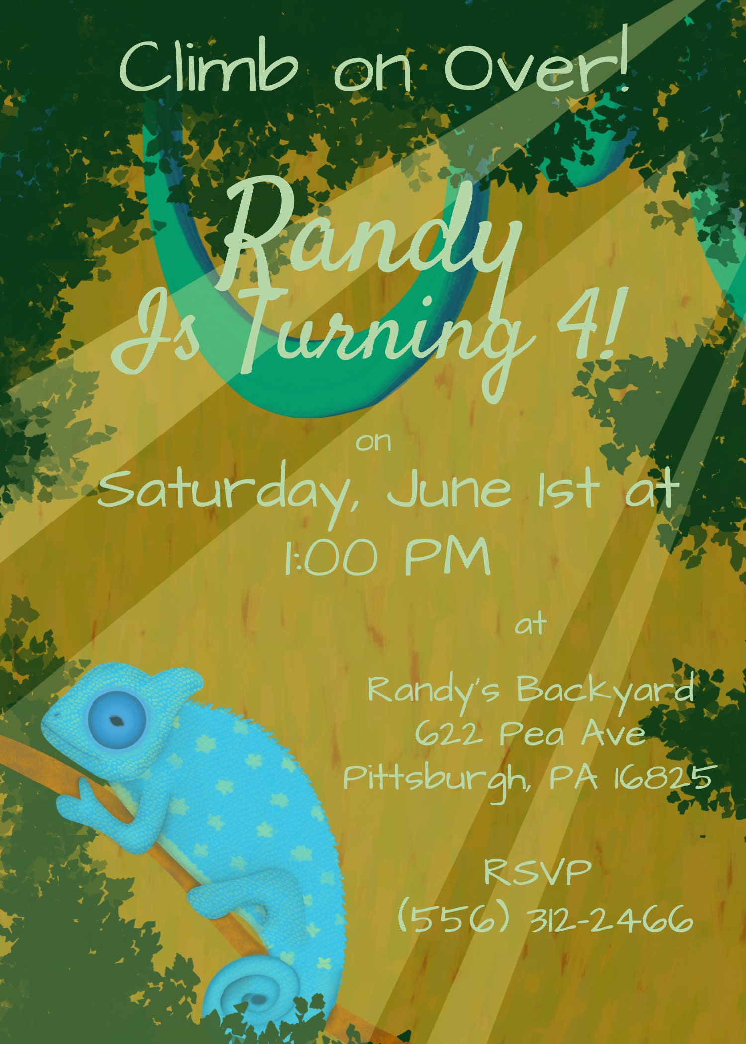 Printable Chameleon Birthday Invitation - Jungle Birthday - Fishy ...