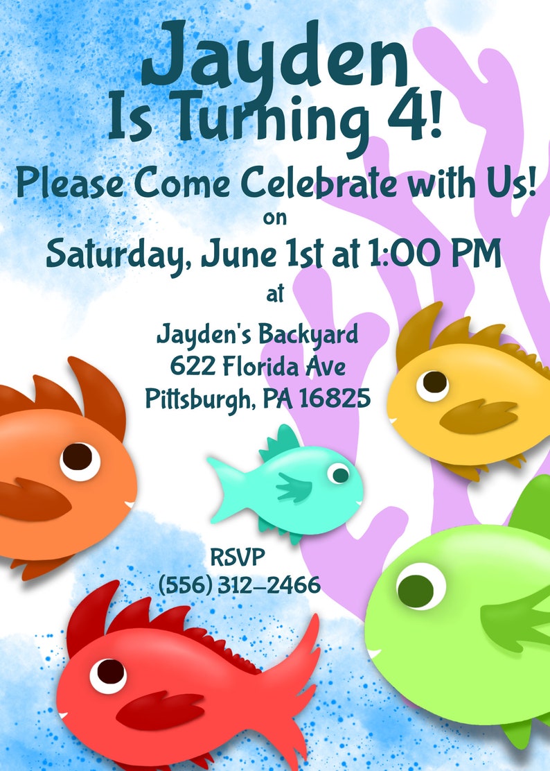 Printable Fish Birthday Invitation - Under the Sea Birthday - Fishy ...