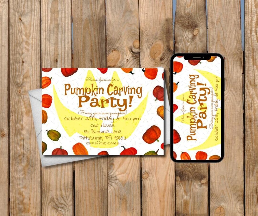 Printable Pumpkin Carving Party Invite - Jack O Lantern Invitation ...