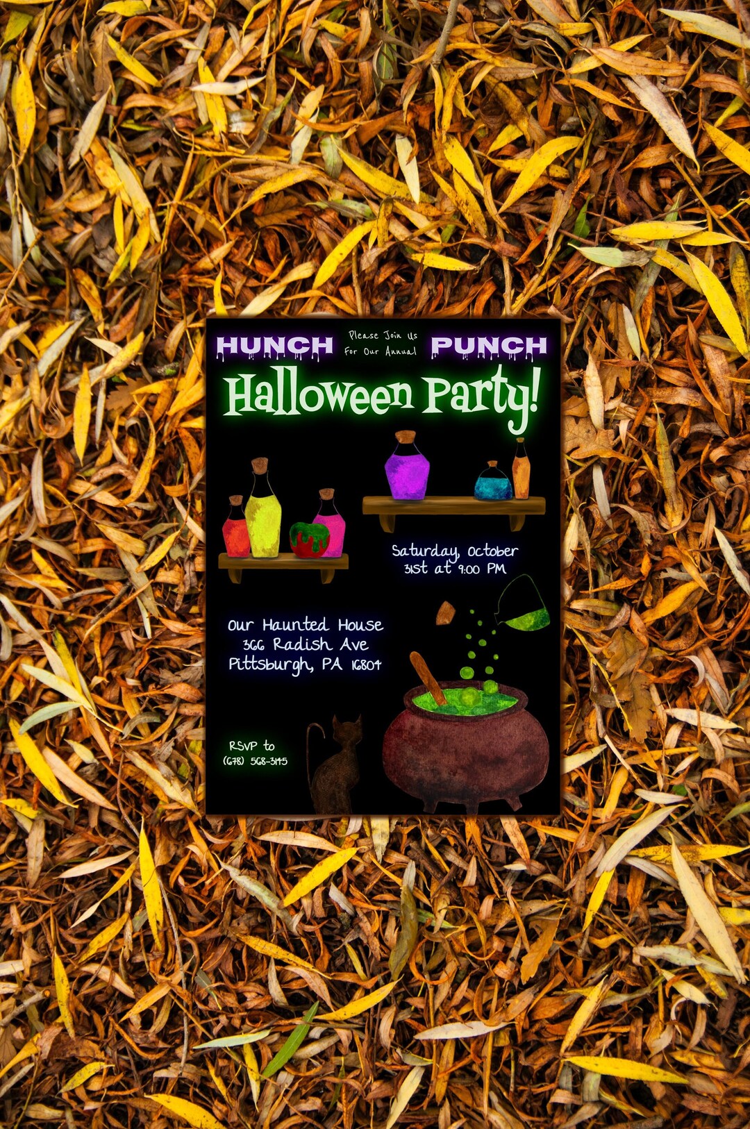 Editable Halloween Party Invite Potion Party Invitation Cute Halloween ...