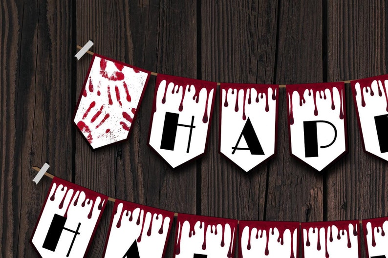 Printable Bloody Dripping Party Banner - Halloween Bash Bunting - Hand ...