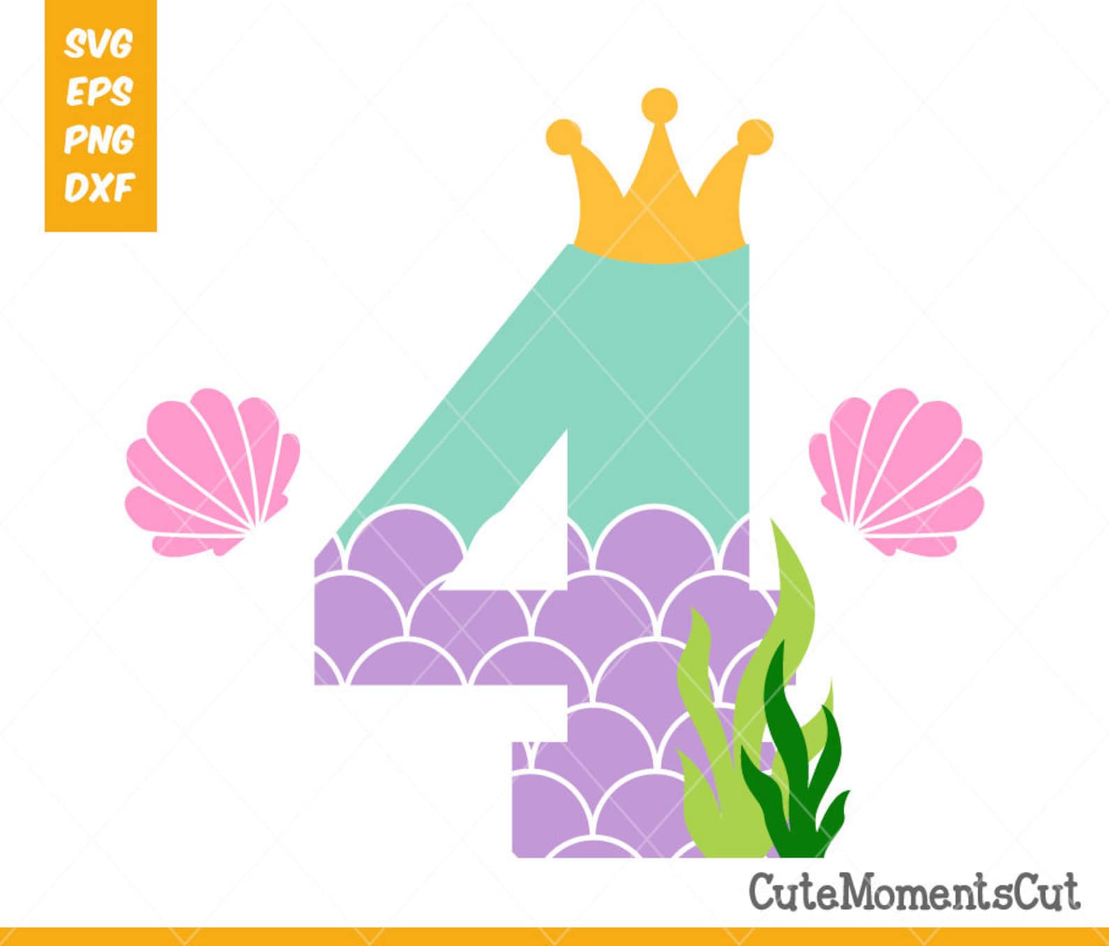 Numero 4 Mermaid SVG Cutting File Silhouette cricut clipart | Etsy
