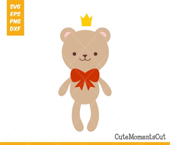 Teddy Prince svg Cut File bear Clipart Bear Print Vinyl | Etsy