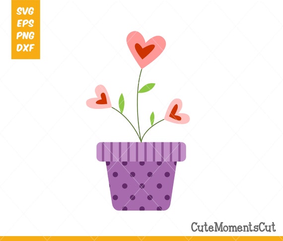 Hart Hart Bloem Hart pot Cut File SVG Cutting File - Etsy Nederland