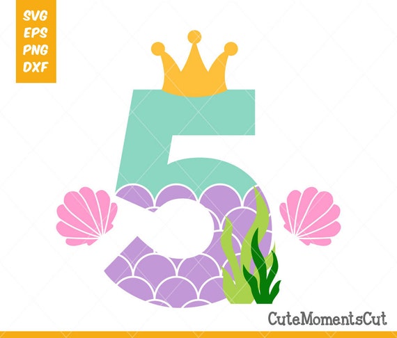 Number 5 Mermaid SVG Cutting File Silhouette Cricut Clipart | Etsy