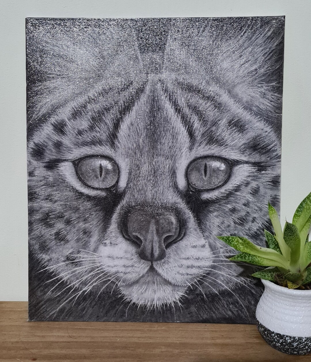 Serval Charcoal Drawing on Canvas Board - Original Artwork - Etsy
