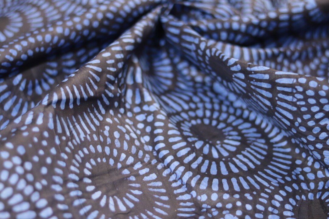 Blue Shell Block Print Handprinted African Adire Batik Fabric - Etsy