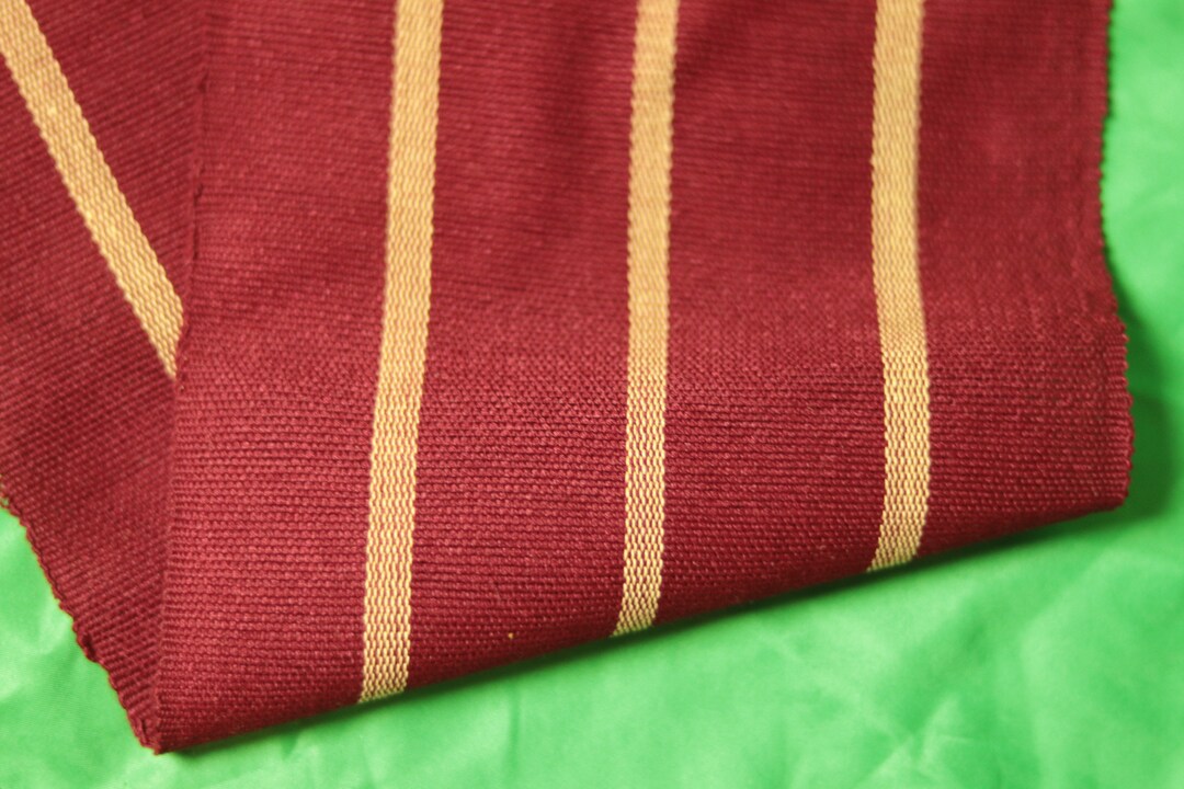 Handwoven Aso Oke Fabric: Nigerian Wine Stripe Cotton With Metallic ...