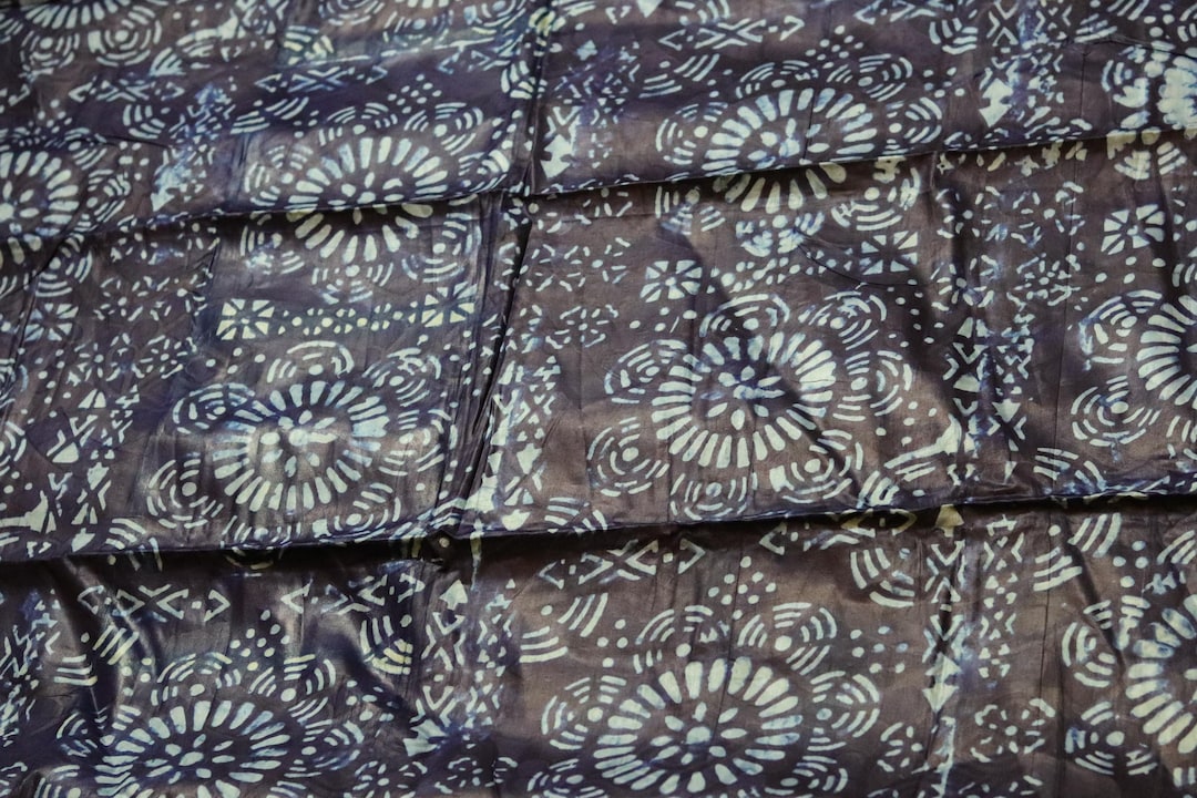 Indigo Blue Adire Fabric: Handmade Floral Cotton, Sold by the Yard - Etsy