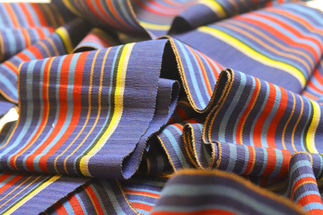 Handwoven Aso Oke Fabric: Nigerian Cotton, Mixed Stripes - Sold by the ...