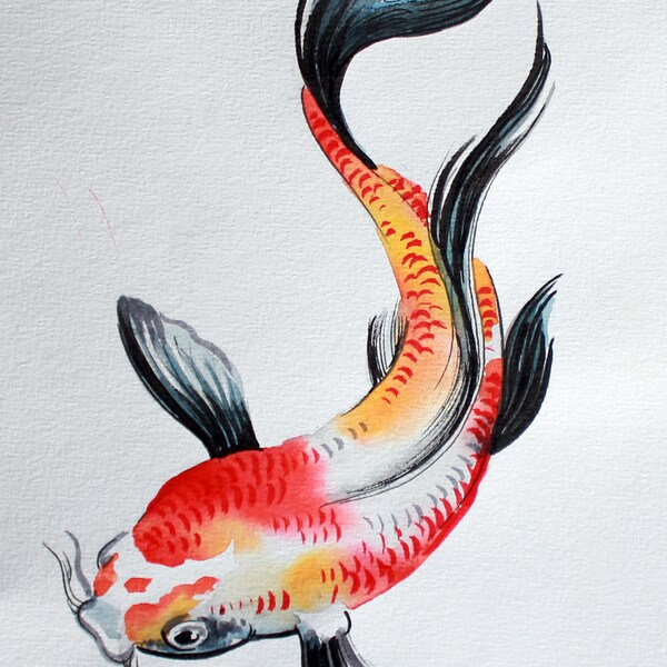 Koi Fish Ink Painting - Etsy