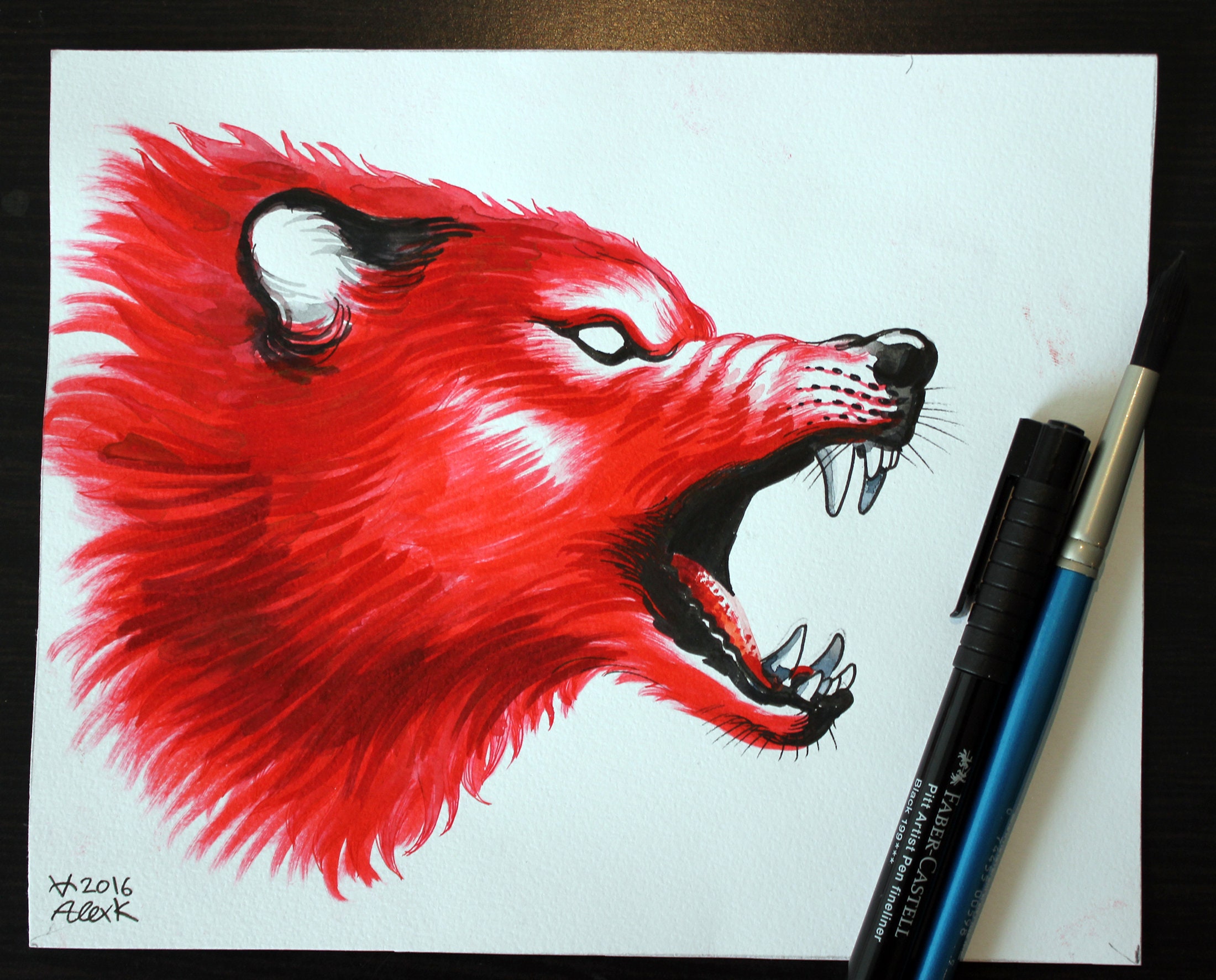 Black And Red Wolf Drawings