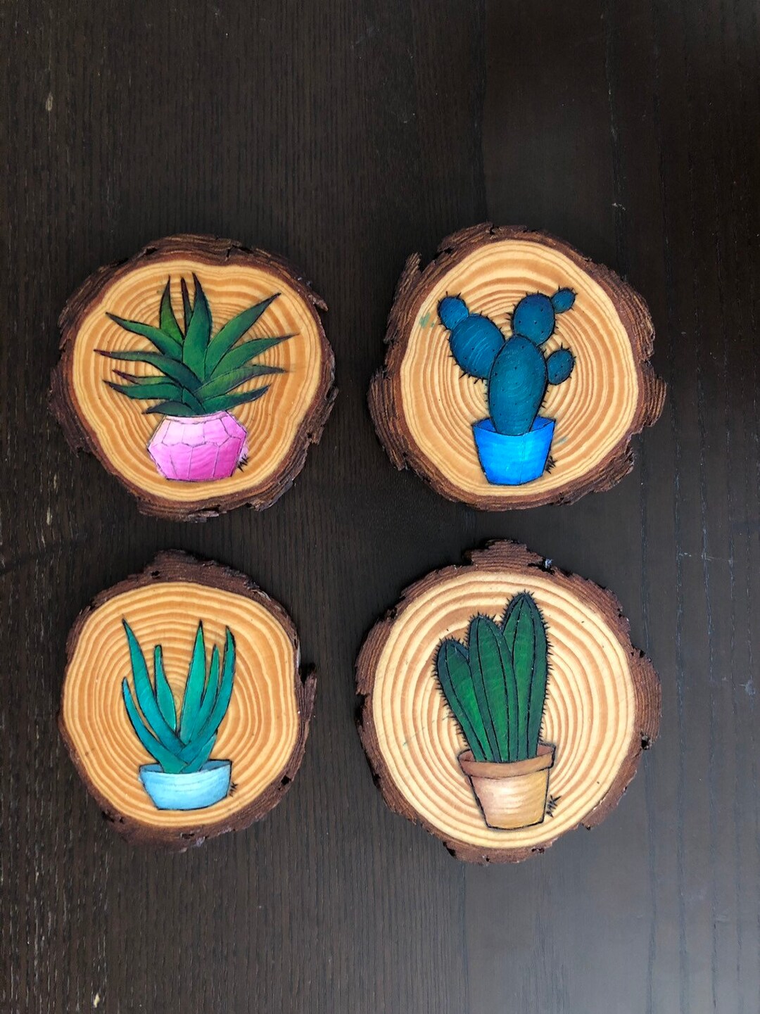 Handmade Rustic Succulent Coasters (set of 4) - Etsy