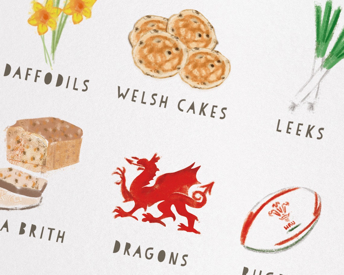 All Things Welsh Daffodils Welsh Cakes Leeks Bara Brith - Etsy UK