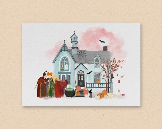 Halloween Hocus Pocus A4 / A5 Print A Spooky Haunted House - Etsy
