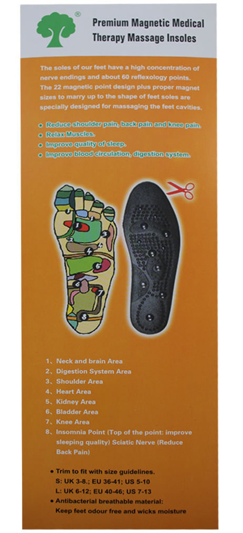 Premium Reflexology Magnetic Health Medical Therapy Massage Insoles ...