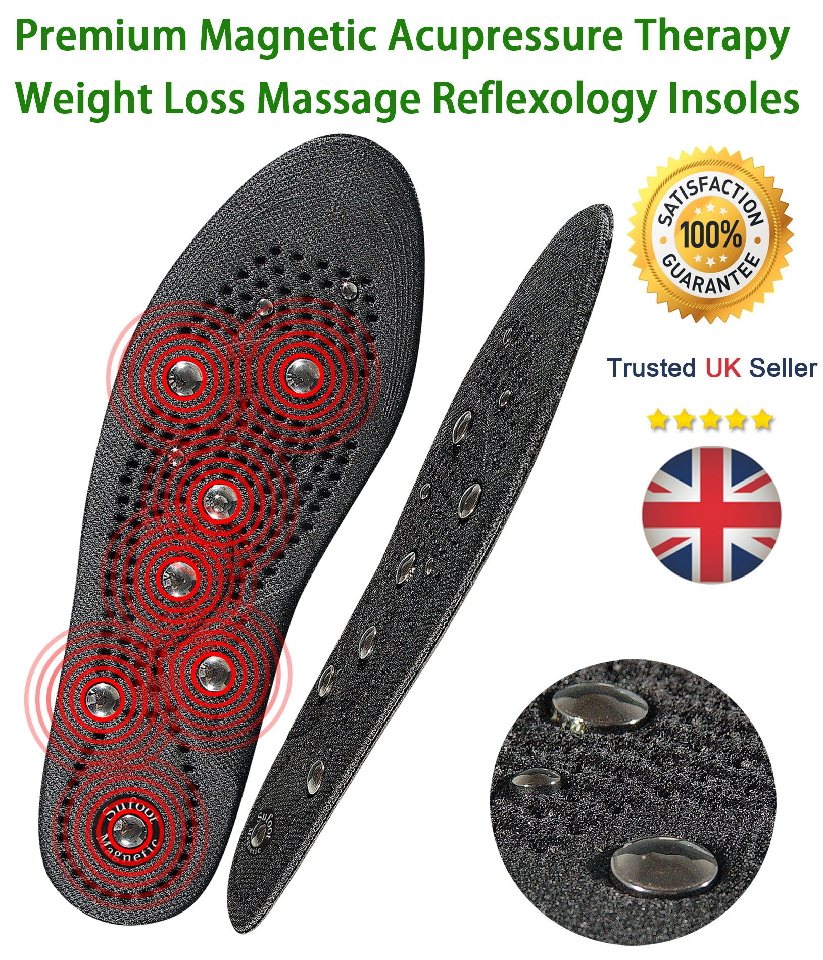 Premium Reflexology Magnetic Health Medical Therapy Massage Insoles ...