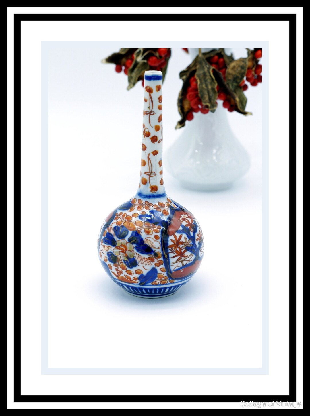 19th Century Japanese Long Neck Imari Vase in Bulbous Shape With Hand ...