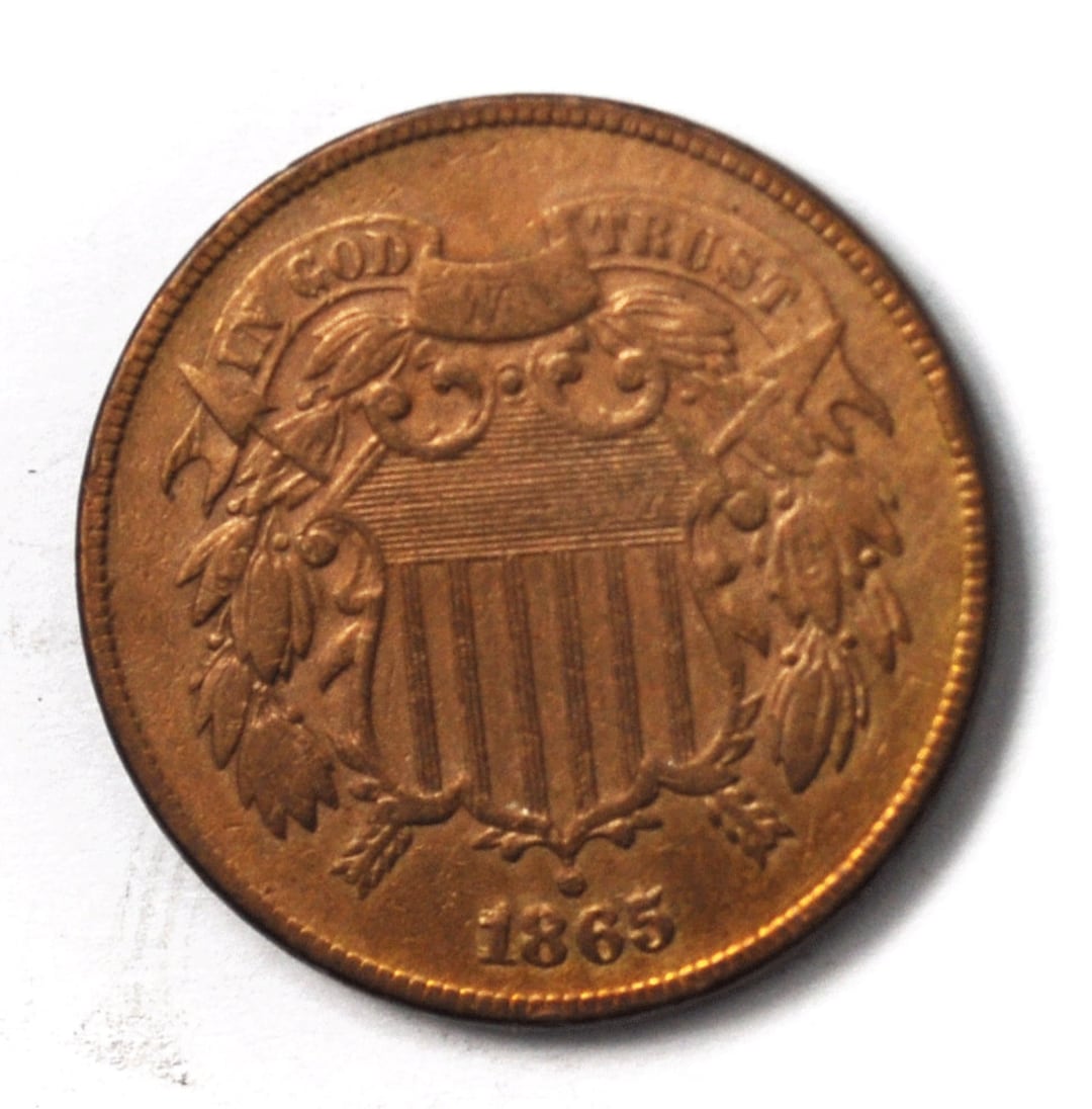 1865/1865 2c Shield Two Cent Piece Fancy Five FS 1301 Double Date - Etsy