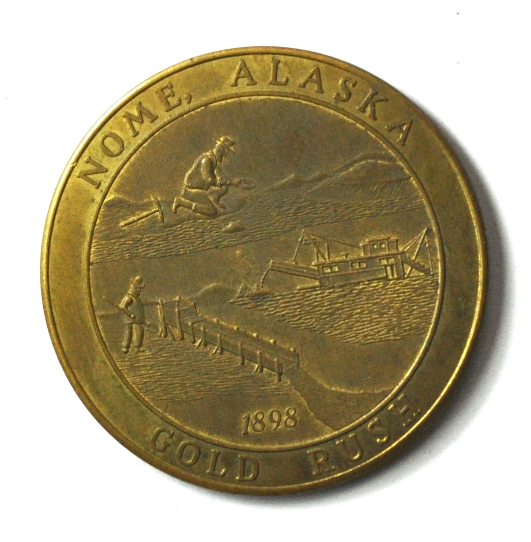 Nome Alaska Map Gold Rush Medal Token 40mm - Etsy