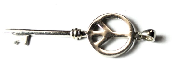 Sterling Silver CIJ Peace Symbol Key Pendant 2 1/4 X | Etsy